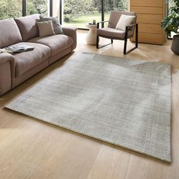 Theko Teppich &raquo;Boston UNI&laquo; rechteckig 13 mm H&ouml;he Handwebteppich, meliert, weiche Qualit&auml;t, 60% Viskose, handgewebt silber Viskose B : 140cm 1 Stk., 