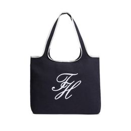 Tommy Hilfiger Damen Tragetasche &raquo;TH SUMMER TOTE CANVAS&laquo; Damen Schultertasche, Tragetasche, Shopper mit angeh&auml;ngter Innentasche schwarz-wei&szlig; B/H/T: 