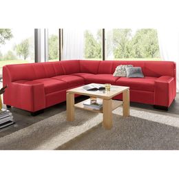 DOMO collection Ecksofa &raquo;Norma Top, elegant und modern, flache Armlehnen, L-Form&laquo; wahlweise mit Bettfunktion rot B/H/T: 247cm x 77cm x 212cm, 