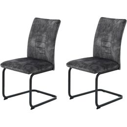Hela Freischwinger &raquo;GELA&laquo; (Set) 2 Stk.Freischwinger XL, Wellenfederung, Komfortsitz, Vintage Optik Metall, Polyester, Stoff B/H/T: 49cm x 98cm x 61cm,