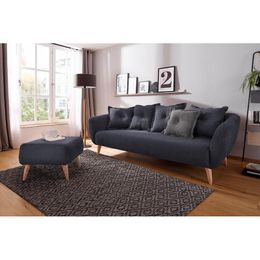 Home Affaire 3-Sitzer &raquo;Baggio modern und romantisches Design, bequem&laquo; Zierkissen inklusive blau B/H/T: 236cm x 80cm x 103cm, Struktur