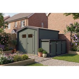 Weka Gartenhaus &raquo;Killarney&laquo; Doppelt&uuml;r, mit 3er M&uuml;lltonnenbox Massivholz ohne Fu&szlig;boden, ohne Dacheindeckung