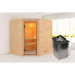 Karibu Sauna &raquo;"Trixi" mit bronzierter T&uuml;r, naturbelassen&laquo; aus hochwertiger nordischer Fichte beige Saunaofen, integrierte Steuerung, 400 kW