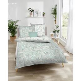 Kaeppel Wendebettw&auml;sche &raquo;Dream&laquo; 2 Stk. Mit Paisleymuster gr&uuml;n Mako-Satin, Obermaterial: 100% Baumwolle B/L: 155cm x 220cm, 1 Stk., 1 Stk., Mako-Satin, B/L: 