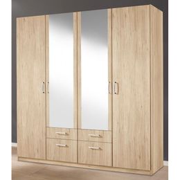 Priess Kleiderschrank &raquo;Bilbao&laquo; T&uuml;ranschlag links oder rechts braun Holzwerkstoff B/H/T: 185cm x 193cm x 54cm, Schubladen: 4 Stk. T&uuml;ren: 4 Stk. ohne 