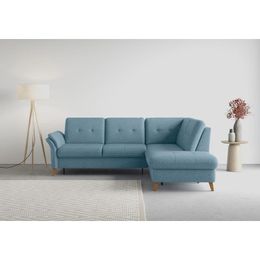Sit & More sit&more Ecksofa &raquo;G&ouml;teborg&laquo; inkl. Sitztiefenverstellung, wahlweise mit Bettfunktion & Bettkasten blau B/H/T: 250cm x 90cm x 226cm, Flachgewebe 