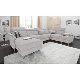 Sit & More sit&more Wohnlandschaft &raquo;Avignon U-Form&laquo; optional Schlaffunktion & Stauraum, inklusive Kopfteilverstellung silber Flachgewebe (90% Polyester, 10% 