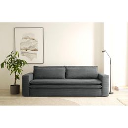 Home Affaire 3-Sitzer &raquo;PIAGGE&laquo; Cord-Bezug - mit Bettfunktion und Bettkasten, mit praktischem Topper grau B/H/T: 244cm x 82cm x 95cm, Webvelours
