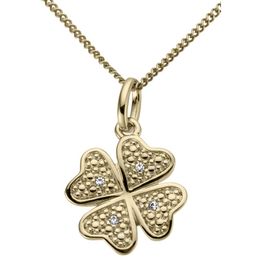 Firetti Damen Kettenanh&auml;nger &raquo;Schmuck Geschenk Gold 333 Halsschmuck Anh&auml;nger f&uuml;r Halskette Kleeblatt&laquo; mit Brillanten gold 0,02 P2 = erkennbare 