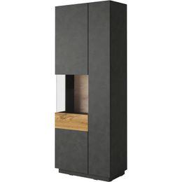 OTTO home Vitrine &raquo;SILKE&laquo; H&ouml;he 207 cm grau B/H/T: 80cm x 207cm x 40cm, T&uuml;ranschlag links