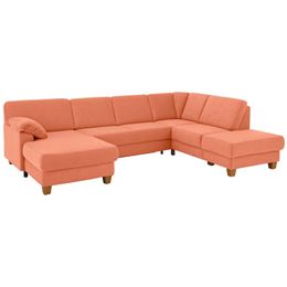 Home Affaire Wohnlandschaft &raquo;Belfort U-Form&laquo; mit Federkern, wahlweise mit Schlaffunktion und Stauraum orange Luxus-Microfaser Vintageoptik(100% 