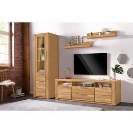 OTTO home Wohnwand &raquo;ZARA&laquo; Set, 4 Stk. tlg. braun Holzwerkstoff Holzwerkstoff eichefarben (Korpus) / Massivholz Eiche (Front)
