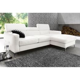 COTTA Ecksofa &raquo;Sammy L-Form&laquo; mit Kopfteilverstellung, wahlweise mit Schlaffunktion wei&szlig; Microfaser PRIMABELLE (100% Polyester);NaturLEDER in Sitz und 