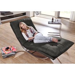 W.Schillig Relaxliege &raquo;daily dreams&laquo; in Waffelkissen-Optik, Schaukelgestell Chrom gl&auml;nzend, in 2 Breiten grau Longlife Xtra-Leder Z69: Das feinnarbige
