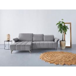 OTTO home Ecksofa &raquo;Fresh L-Form&laquo; Federkern, wahlweise Kopfteilverstellung und motorischer Vorziehsitz grau 100% Polyester B/H/T: 281cm x 79cm x 185cm,