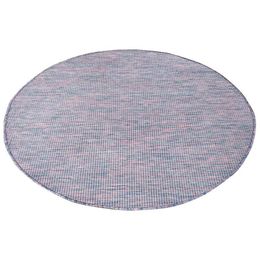 Carpet City Outdoorteppich &raquo;PALM2778&laquo; rund 5 mm H&ouml;he Wetterfest & UV-best&auml;ndig, f&uuml;r Balkon, Terrasse, K&uuml;che, flach gewebt blau Polypropylen &Oslash; 200cm 1 Stk., 5mm, &Oslash;