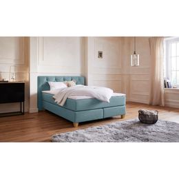 Home Affaire Boxspringbett &raquo;Harmones&laquo; in 3 Breiten, H&auml;rtegrad auch im Mix mit je 1 Matratze in H2 und H3 gr&uuml;n Struktur (100% Polyester) Struktur, 