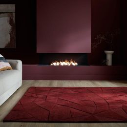 FLAIR RUGS Teppich &raquo;SHARD&laquo; rechteckig 10 mm H&ouml;he Hoch-Tief Effekt, Handgearbeitet, 100 % Wollflor rot Wolle B : 120cm 1 Stk., 10mm, L: 170cm
