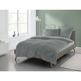 Irisette Bettw&auml;sche &raquo;Mink 8835&laquo; 2 Stk. einzigartige kuschelig weiche Winterbettw&auml;sche gr&uuml;n Biber, Obermaterial: 100% Baumwolle B/L: 155cm x 220cm, 1 Stk., 1 