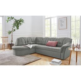 DOMO collection Ecksofa &raquo;Pegnitz, zeitlose und elegante R&uuml;ckensteppung, Breite 246cm, L-Form&laquo; wahlweise mit Bettfunktion grau 100% Polyester B/H/T: 