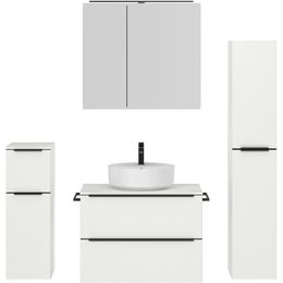 Nobilia Badm&ouml;bel-Set &raquo;Alvene&laquo; vormontiert, mit Soft-Close, 4 Stk. tlg. wei&szlig; B/H/T: 160cmcm x 184,2cmcm x 48,5cmcm, Griffe schwarz