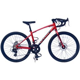 WYNN Jugendfahrrad &raquo;GRL2.1&laquo; 14 Gang Shimano Tourney Schaltwerk Kettenschaltung rot 36cm, 24 Zoll (60,96cm) hinten: 24 Zoll (60,96cm) Jugendfahrrad