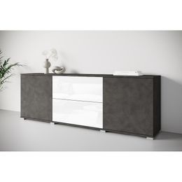 OTTO home Lowboard &raquo;Kenia&laquo; 1 Stk. tlg. 2 T&uuml;ren, 2 Schubladen, Breite 180 cm, h&ouml;henverstellbare Einlegeb&ouml;den schwarz-wei&szlig; Hartfaserplatte, 