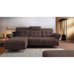 Home Affaire Ecksofa &raquo;Manhattan L-Form&laquo; 2 Sitze mit elektrischer Relaxfunktion, verstellbare Armlehnen braun Kunstleder SOFTLUX ;Flachgewebe (100% 
