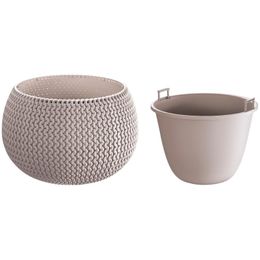 Prosperplast Pflanzk&uuml;bel &raquo;"Splofy Bowl" in schicker Strickoptik&laquo; &Oslash;xH: 29x19 cm, inkl. Einsatz mit Henkeln braun Kunststoff &Oslash; 29cm