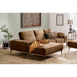 W.Schillig Ecksofa &raquo;run, Designsofa mit tollem Sitzkomfort, bequem, L-Form&laquo; mit Holzsockel, F&uuml;&szlig;e in Bronze pulverbeschichtet, Breite 279 cm braun 