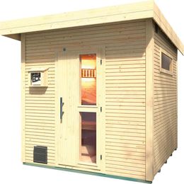 Weka Saunahaus &raquo;Kuopio&laquo; Set, 9 kW Bio-Ofen mit analoger Steuerung beige Bio-Ofen, externe Steuerung, 9 kW