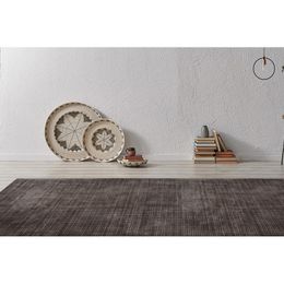 Padiro Teppich &raquo;Bridget 125&laquo; rechteckig 10 mm H&ouml;he Kurzflor, Hoch-Tief-Struktur mit Vintage Look braun Viskose B : 80cm 1 Stk., 10mm, L: 150cm