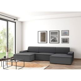 Trendmanufaktur Wohnlandschaft &raquo;Graz, wahlweise mit Sitzvorschub und Bettkasten, U-Form, Breite 329 cm&laquo; in Cord-, haustierfreundlichem LEO Struktur- 