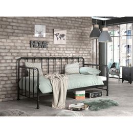 Vipack Jugendbett &raquo;Bronxx Daybett, sehr stabil, gradlinige Optik in zeitlosem Design&laquo; B/H/T ca. 96,5x110x206cm, schwarz matt, inkl. Lattenrost, Liegefl&auml;che 