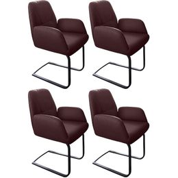 W.Schillig Freischwinger &raquo;ole&laquo; (Set) 4 Stk.2er- oder 4er-Set, Gestell in Schwarz pulverbeschichtet braun Longlife Xtra-Leder Z69: Das feinnarbige, 