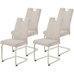 Hela Freischwinger &raquo;TIVOLI&laquo; (Set) 4 Stk.Freischwinger, Gestell Perlwei&szlig;, mit Griff, 140kg belastbar beige Metall, Polyester, Stoff B/H/T: 43,5cm x 