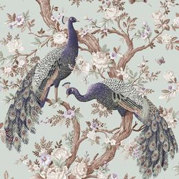 Laura Ashley Vliestapete &raquo;Belvedere&laquo; FSC zertifiziert, mit lebhaftem Druck, 10 Meter L&auml;nge blau Vlies B/L: 0,52m x 10m, Rollen: 1