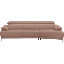 Egoitaliano Ecksofa &raquo;Soul, extravagantes Designsofa, Megasofa, super bequem, tolle Details&laquo; mit Trapez-Abschlu&szlig;element, inkl verstellbarer Kopfteile rosa Leder &raquo;