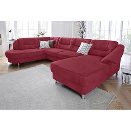 Sit & More sit&more Wohnlandschaft &raquo;Salsa U-Form&laquo; mit Federkern, wahlweise mit Schlaffunktion rot Struktur (100% Polypropylen);Bedruckte Microfaser (100% 