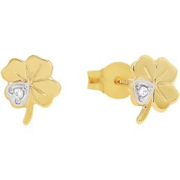 Amor Damen Paar Ohrstecker &raquo;Kleeblatt&laquo; Made in Germany - mit Zirkonia (synth.) gold Gelbgold 375