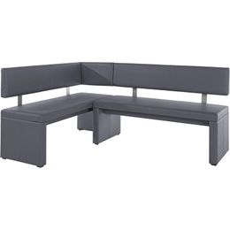OTTO home Eckbank &raquo;Charissa&laquo; in 3 Gr&ouml;&szlig;en, verschiedene Qualit&auml;ten grau Holzwerkstoff, Massivholz B/H/T: 190cm x 90cm x 140cm, Kunstleder, langer 