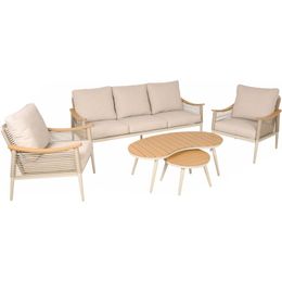 Garden Pleasure Gartenlounge-Set &raquo;TULUM&laquo; Set, 8 tlg. mit Polsterung beige Aluminium, Baumwolle, Kunststoff B/H/T: 152cm x 78cm x 220cm, Polyester