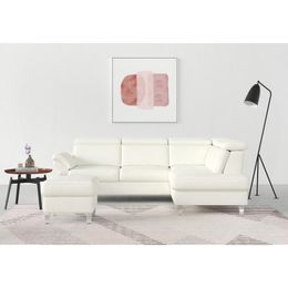 Sit & More sit&more Ecksofa &raquo;Arngast L-Form&laquo; inklusive Kopfteilverstellung und Federkern wei&szlig; B/H/T: 245cm x 84cm x 194cm, NaturLEDER , Ottomane rechts, ohne 