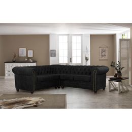 Home Affaire Chesterfield-Sofa &raquo;Rysum L-Form&laquo; Chesterfield-Optik, gleichschenklig grau Luxus-Microfaser Lederoptik (100% Polyester);Kunstleder B/H/T: 