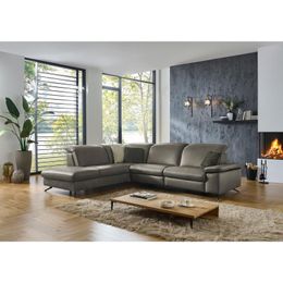 Die PlanBar Ecksofa &raquo;PN-EM20091, L-Form, Breite 297 cm&laquo; inkl. Kopfteilverstellung, optional elektr. Relaxfunktion u. Stauraum grau B/H/T: 297cm x 