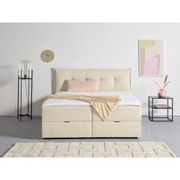 Home Affaire Boxbett &raquo;Kederleicht&laquo; inklusive Bettkasten & Topper, in 4 Breiten und 2 H&auml;rtegraden beige Struktur, Liegefl&auml;che B/L: 160cm x 200cm, 