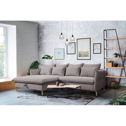 exxpo - sofa fashion Ecksofa &raquo;WALPY, elegant & modern, bequem, schmale Armlehnen, Breite 274cm&laquo; L-Form, wahlweise mit Bettfunktion und Bettkasten, in 