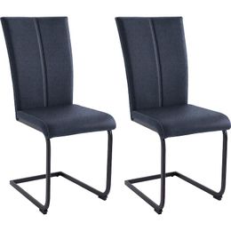 Home Affaire Freischwinger &raquo;Nils&laquo; (Set) 2 Stk.Stuhl belastbar bis 120 Kg, Gestell Metall im Chrom-Look oder Schwarz blau Holzwerkstoff, Metall, 