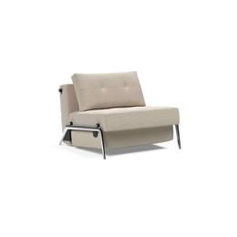 INNOVATION LIVING Sessel &raquo;CUBED Schlafsessel F&uuml;&szlig;e chrom gl&auml;nzend, Breite 95cm&laquo; beige Flachgewebe, Aluminium Beine, Schlaffunktion, B/H/T: 97cm x 78cm 