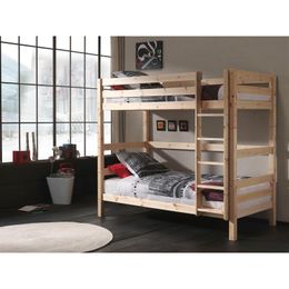 Vipack Etagenbett &raquo;Pino, inkl. Rolllattenrost, Leiter und Absturzschutz&laquo; B/H/T ca. 210x182x105cm, massiv Kiefer verschiedene Farben, wahlweise ohne Schublade